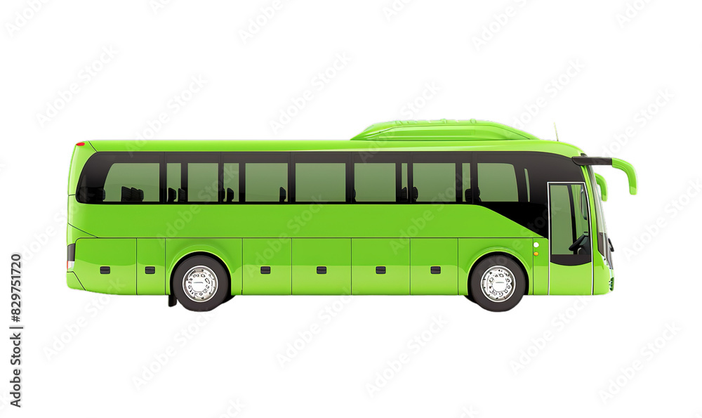 Green bus on transparent background, side view, modern design. Stock ...
