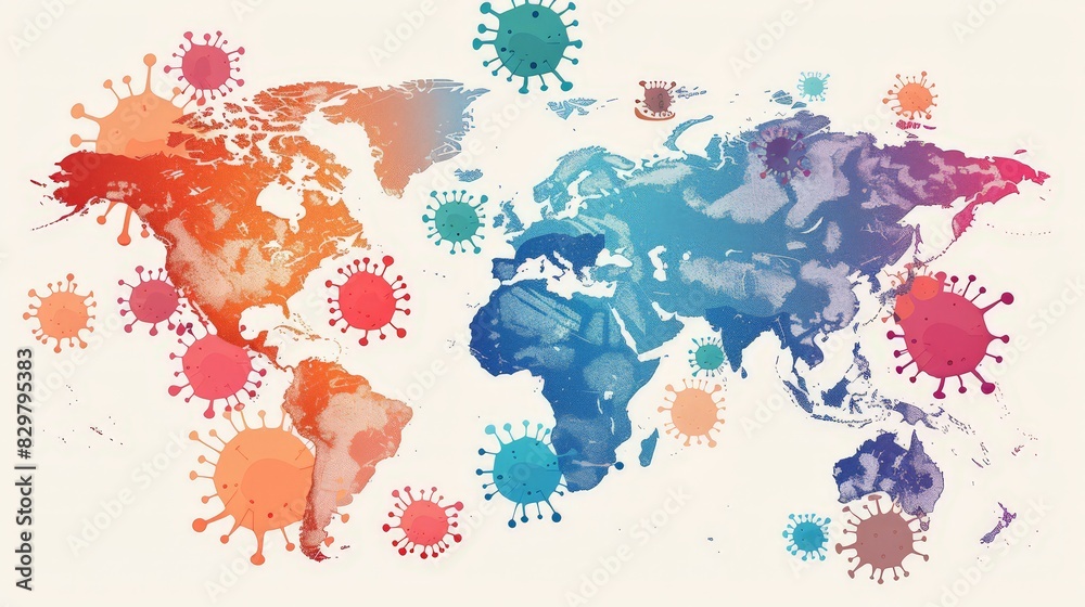 Illustrate a world map depicting the spread of major historical ...