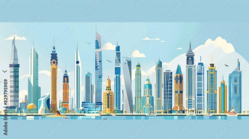 Illustrate an infographic on the evolution of skyline. Include notable ...