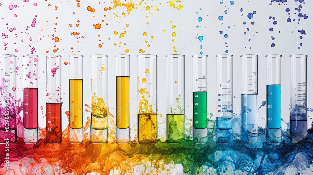 Ilustración de Stock A pH scale chart, with different substances ...