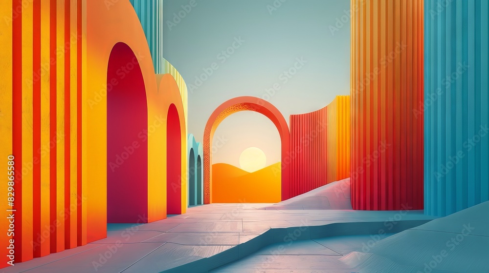 Illustrate an abstract optical illusion with a minimalist approach. Use ...