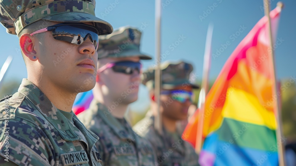 LGBTQ service members standing in uniform, proudly showcasing their ...