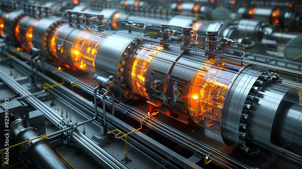 Overlay of pressure vessel designs with images of real industrial ...