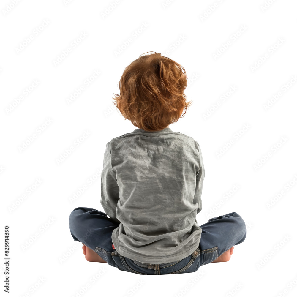 Child sitting facing away ,isolated on white background Stock Photo ...