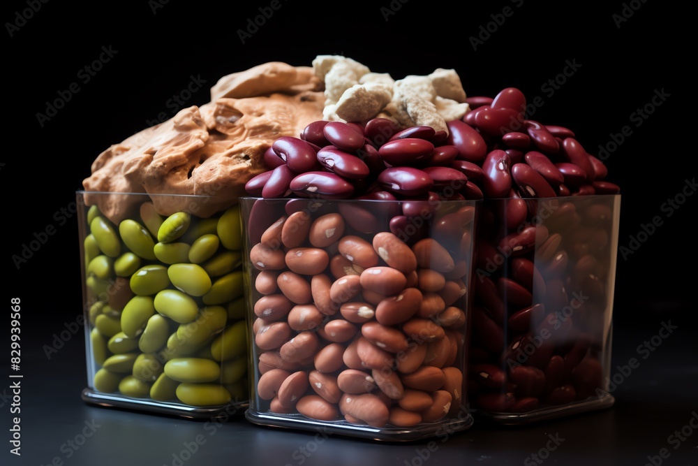 A double exposure of human muscles with different types of beans ...