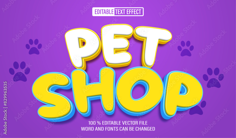 Editable 3d text style effect - Animal Pet Shop text effect Template ...