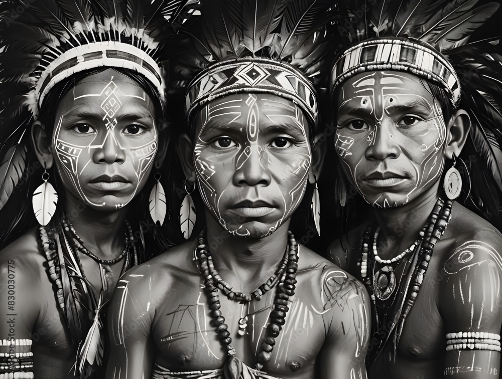 an indigenous family group Amazonian that captures the unique ...