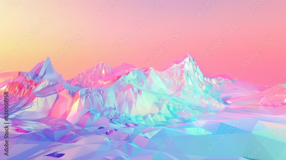 vaporwave color spectrum, mountain architecture, low polygon background ...