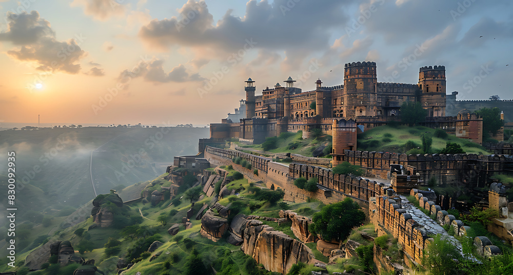 mesmerizing image of Rani Kot Fort ancient wall winding through rugged ...