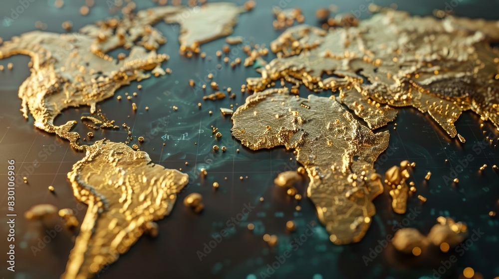 world map showing the major gold deposits on each continent. Using gold ...