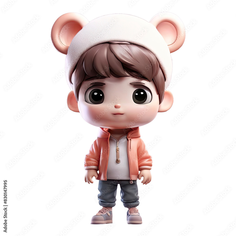 Cartoon character boy, pop mart, clean background, pastel color, mockup ...