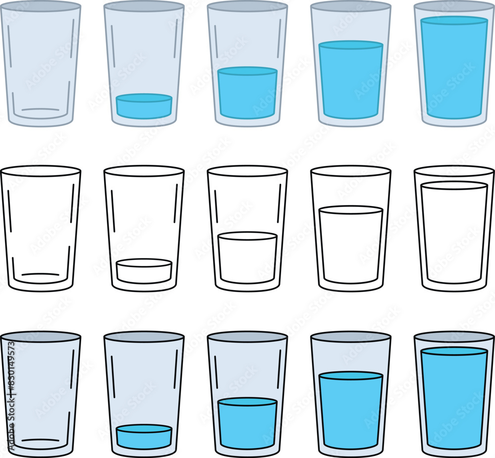 Water Drink Gauge Meter or Measurement Chart Clipart - with Different ...