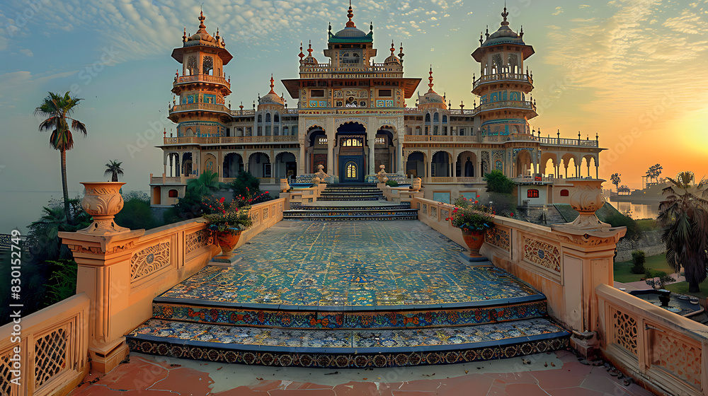 enchanting image of Mohatta Palace intricate carving colorful tile ...