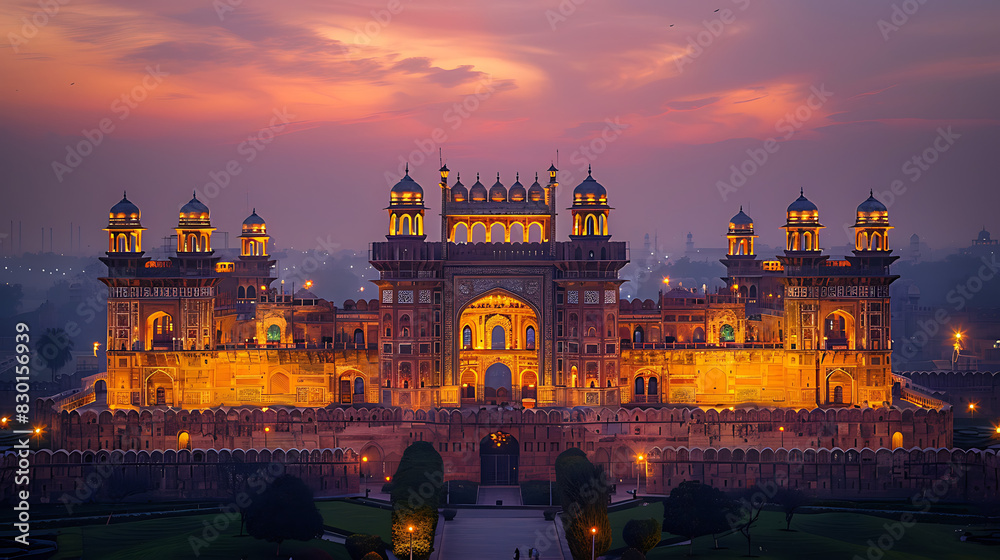 captivating image of Lahore Fort illuminated night majestic ...
