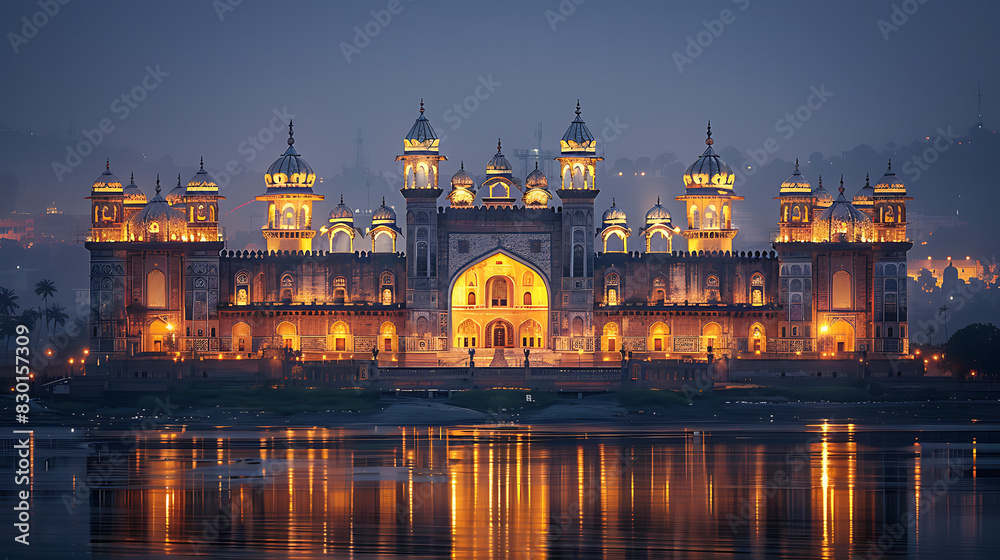 captivating image of Lahore Fort illuminated night majestic ...