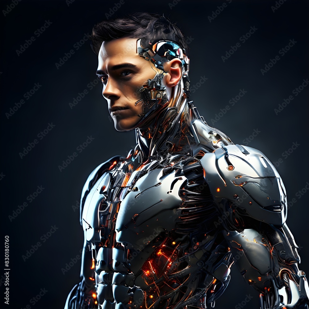 Realistic robot man render Stock Illustration | Adobe Stock