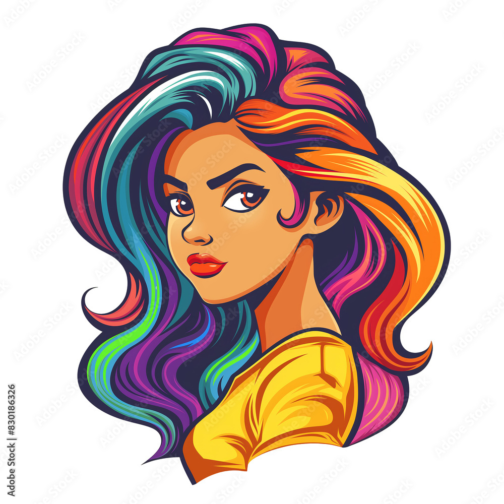 latina girl with rainbow hair . Clipart PNG image . Transparent ...