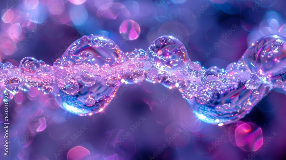 A tight shot of water bubbles against a blue and pink backdrop Bottom ...