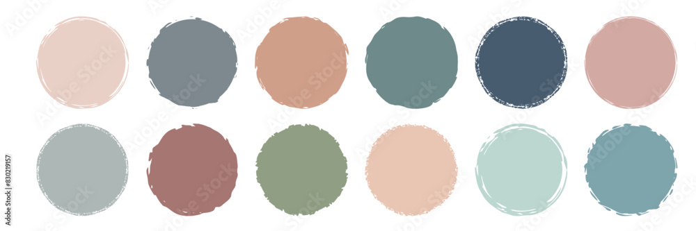 Circular highlight spots set isolated on white. Natural pastel colors ...
