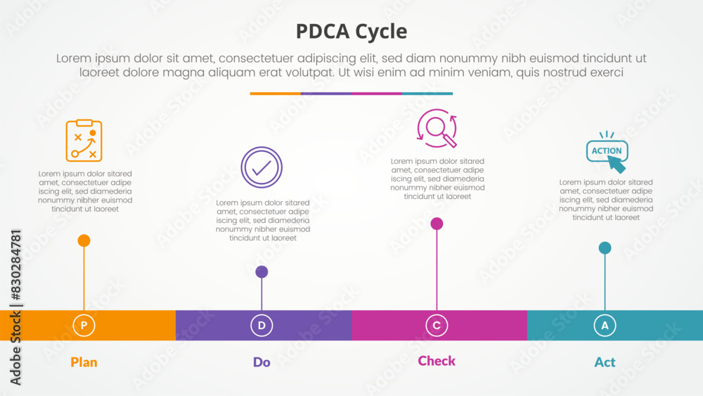 PDCA plan do check act framework infographic concept for slide ...
