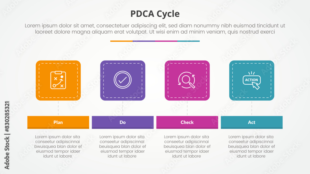 PDCA plan do check act framework infographic concept for slide ...