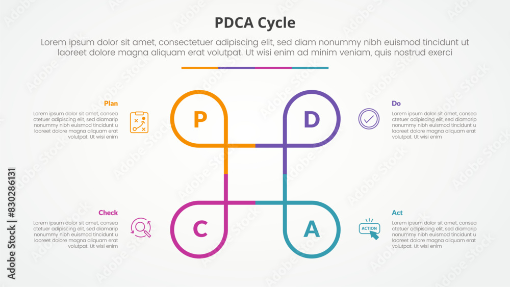 PDCA plan do check act framework infographic concept for slide ...