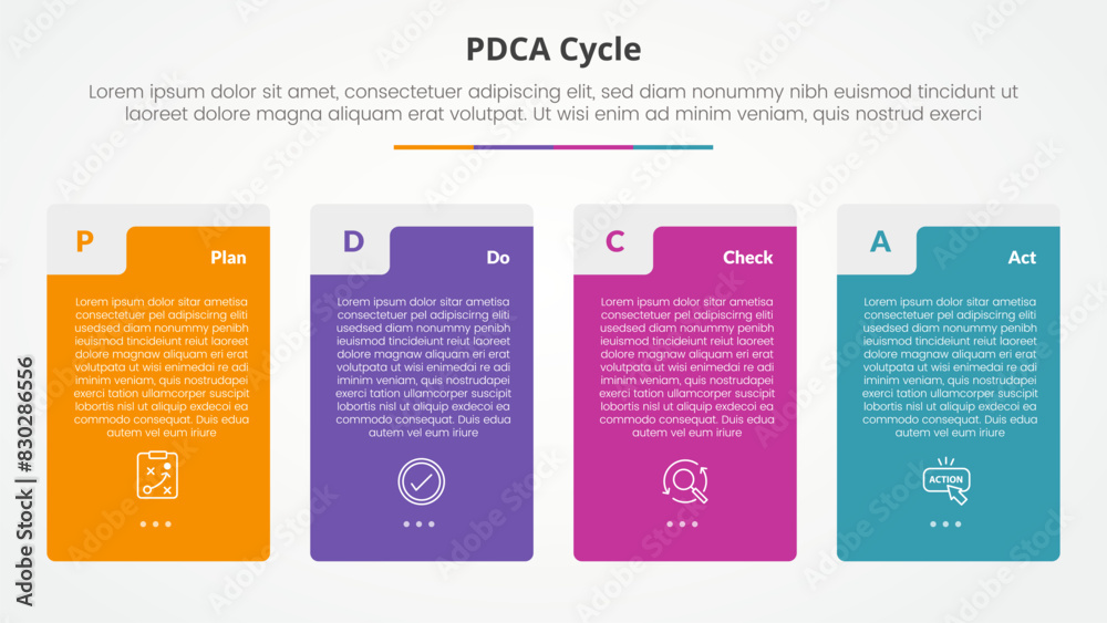 PDCA plan do check act framework infographic concept for slide ...