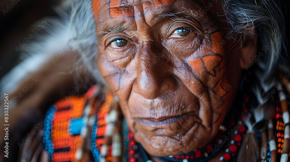 seasoned wise Male Indigenous leader preserving ancestral tradition ...
