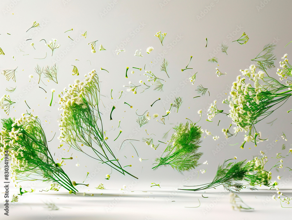 photography of FENNEL falling from the sky, hyperpop colour scheme ...