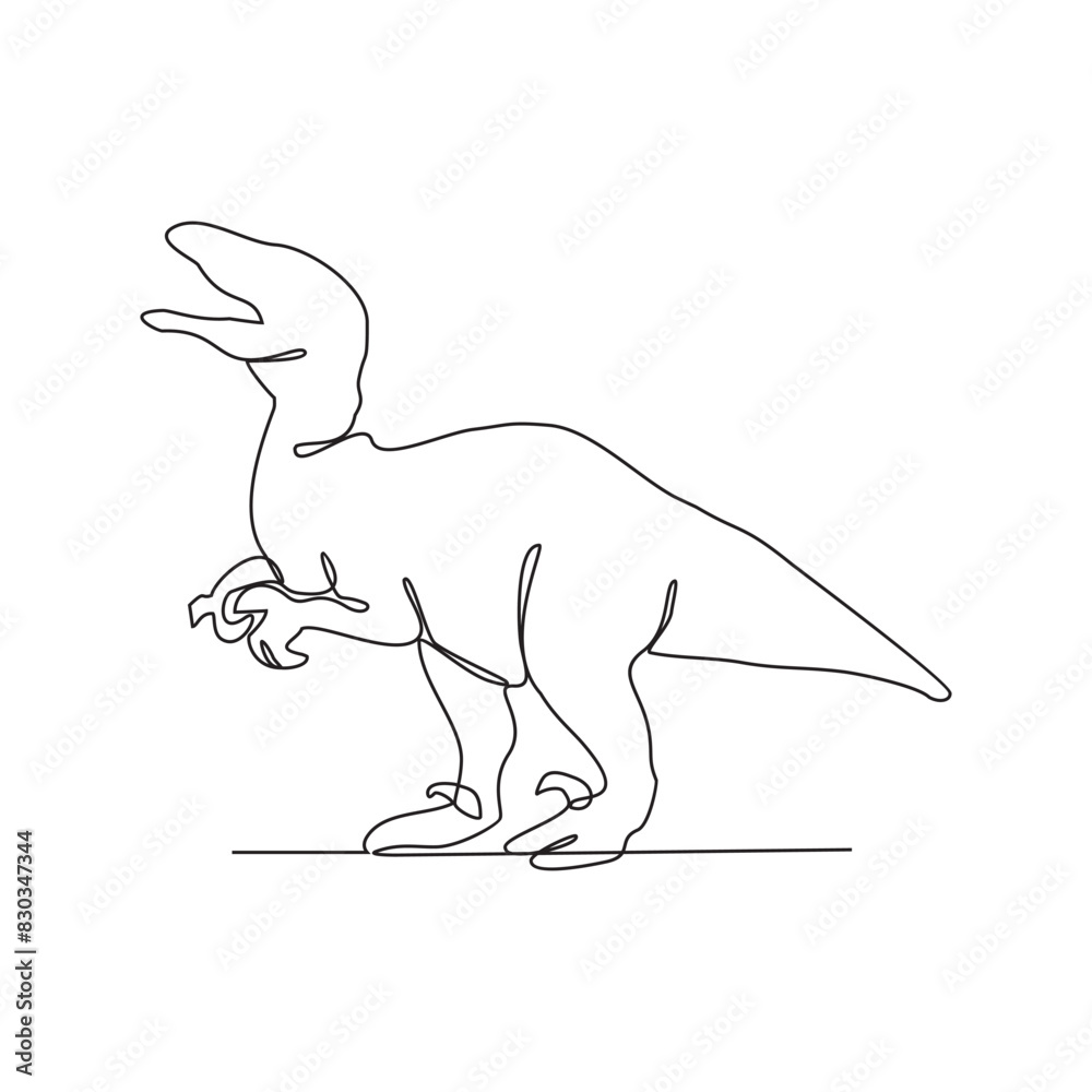 One continuous line drawing of Dinosaurs vector illustration. Dinosaurs ...