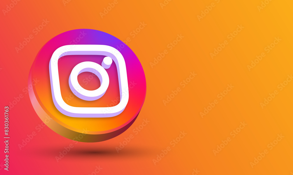 3d instagram logo circle button icon, Social media background. 3d ...