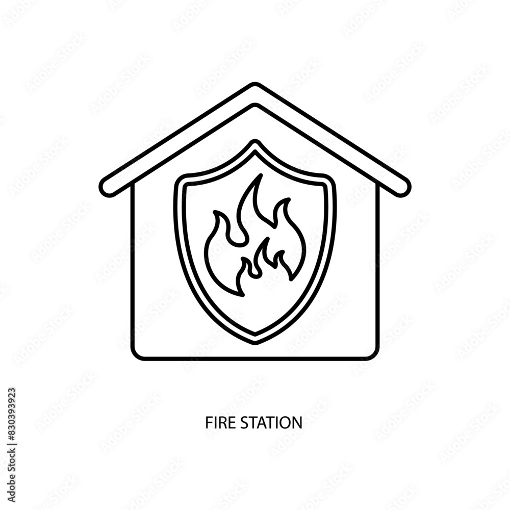 fire station concept line icon. Simple element illustration. fire ...