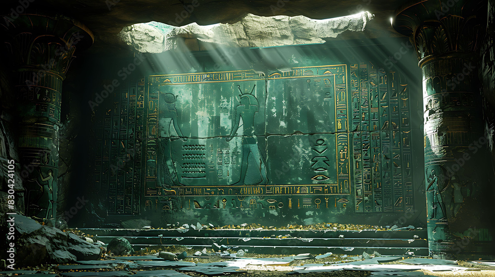 hieroglyphic depiction of the Emerald Tablets in an Egyptian tomb ...