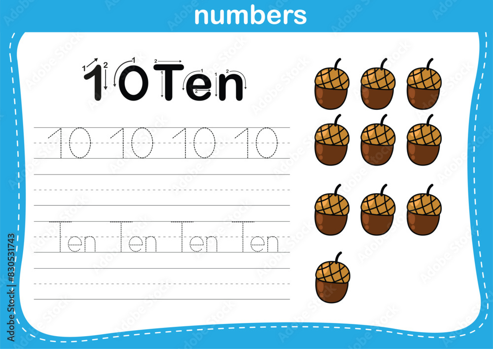 Connecting dot and printable numbers exercise for preschool and ...