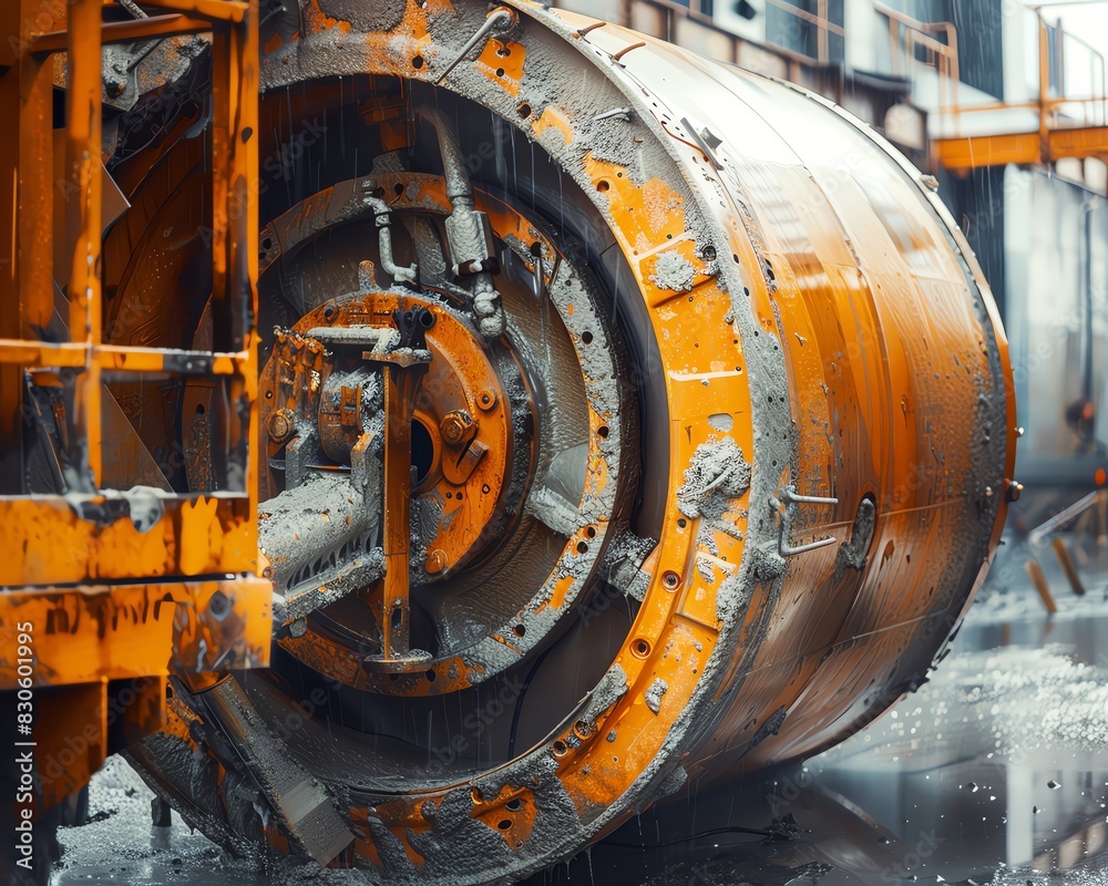 Large industrial rotating machine in a wet factory setting, featuring ...