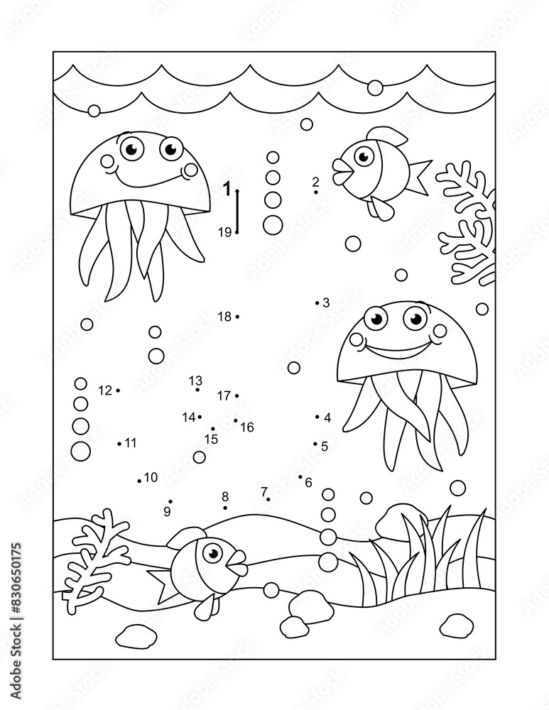 Ilustración de Stock Letter J dot-to-dot activity sheet and coloring ...
