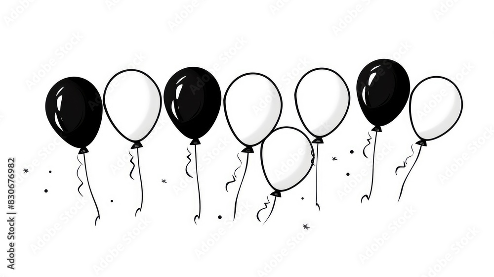 balloons for coloring page on white background illustration Stock ...