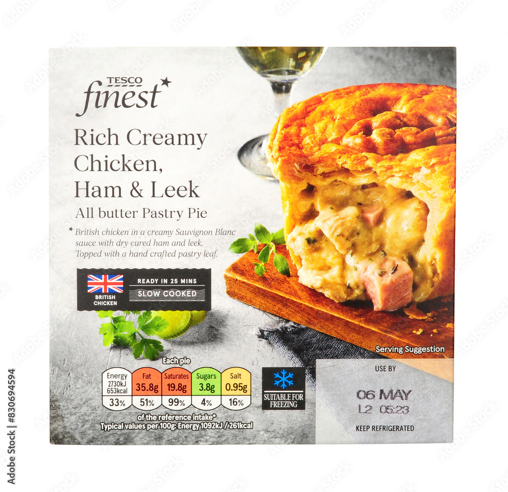 Tesco finest rich creamy chicken, ham and leek pie with all butter ...