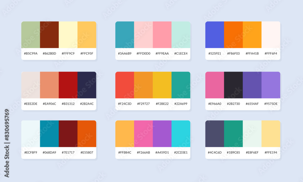 Pantone colour palette catalog samples. Color swatch. Set of abstract ...