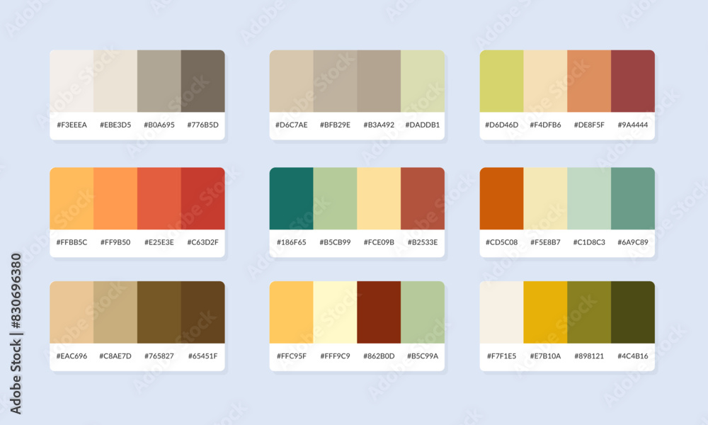 Pantone colour palette catalog samples. Color swatch. Set of abstract ...