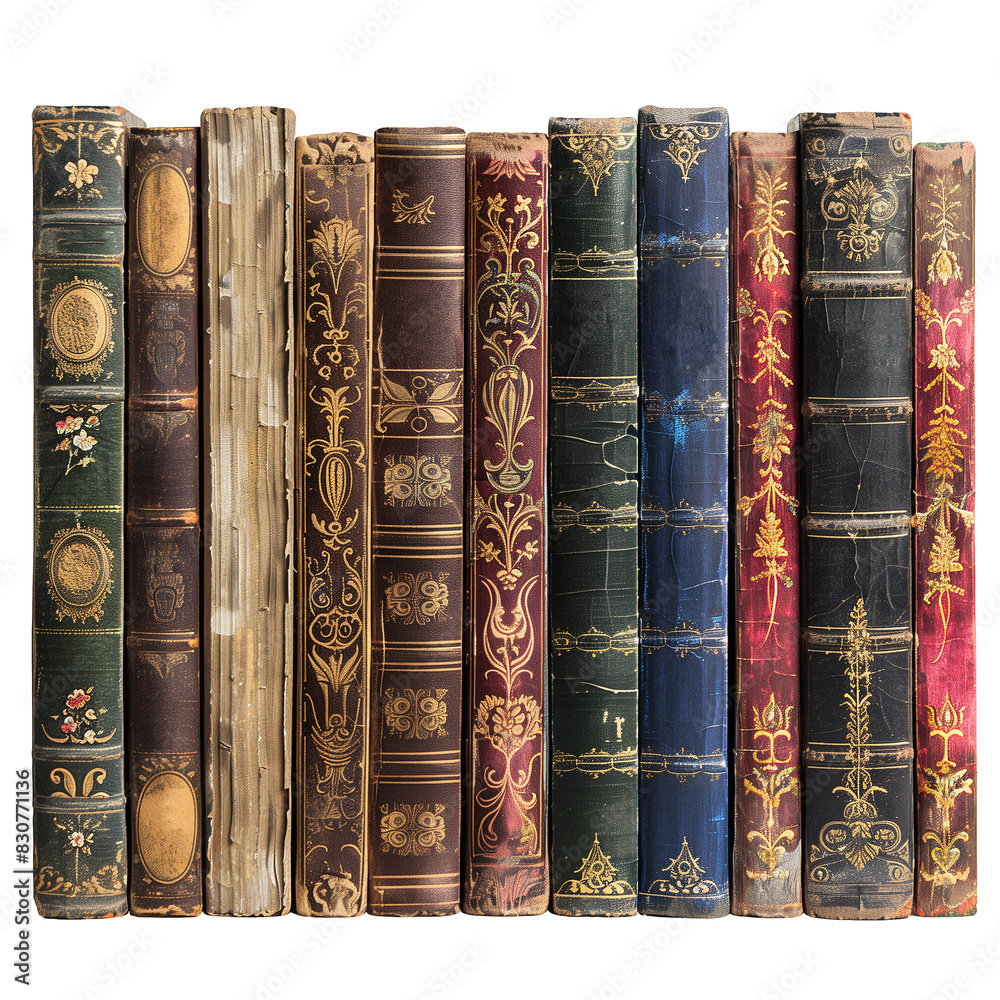 Mockup of isolated colourful book spines with blank cover on a ...