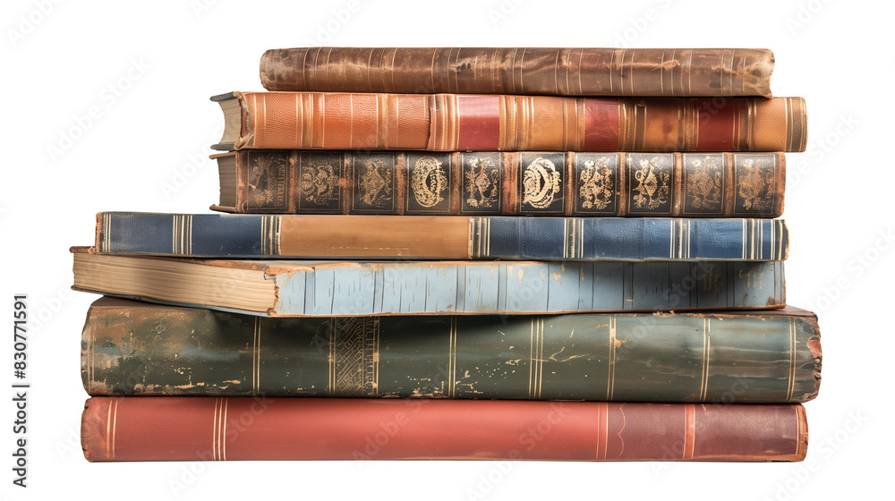 Mockup of isolated colourful stacked book spines with blank cover on a ...