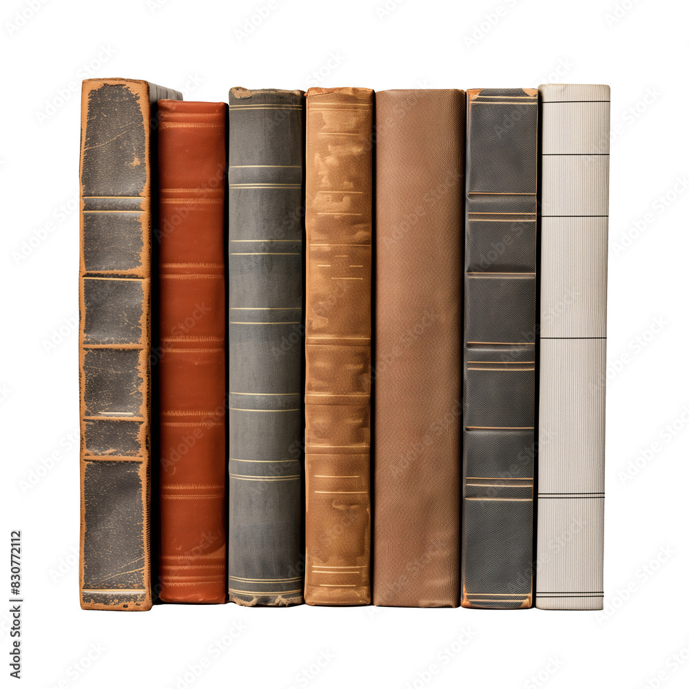 Mockup of isolated colourful book spines with blank cover on a ...