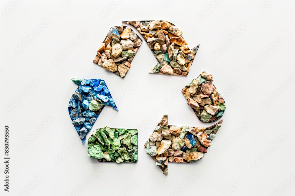 Recycle Logo Made with Second Raw Materials Stock Photo | Adobe Stock