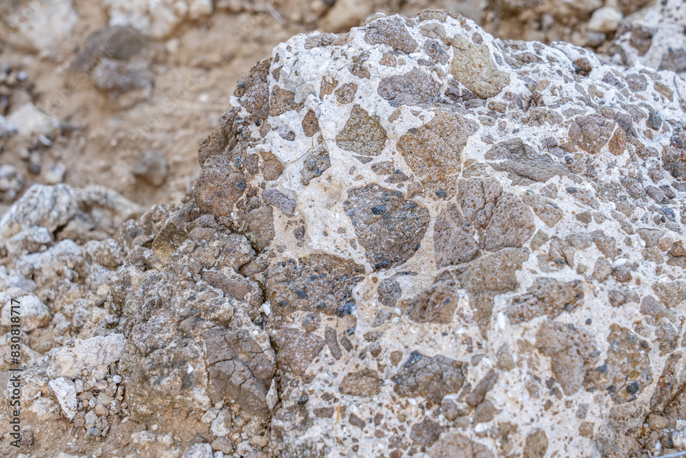 Foto de Stock Caliche with Tuff, Tuff is a type of rock made of ...