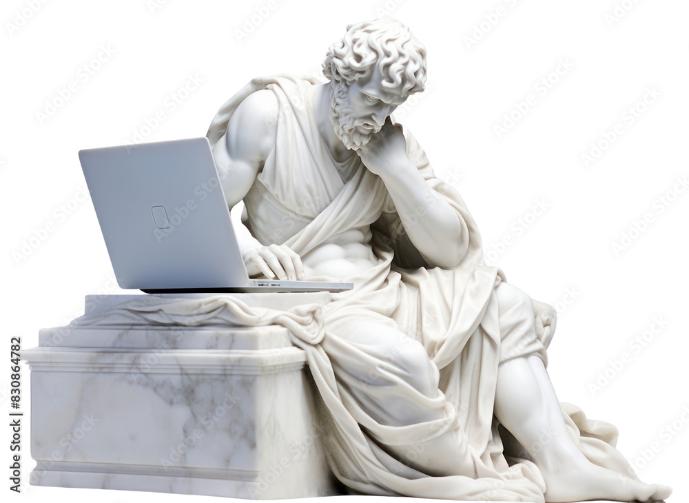 PNG Greek sculpture using computer statue laptop art. Stock Photo ...