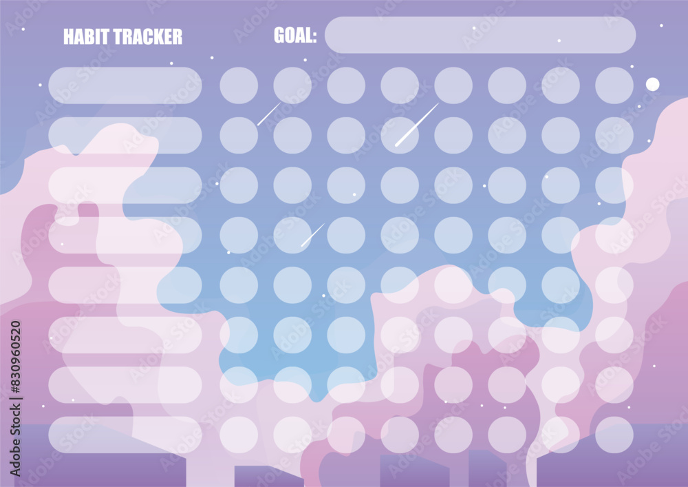 Habit Tracker Document A4 Printable Schedule Planner On Abstract ...