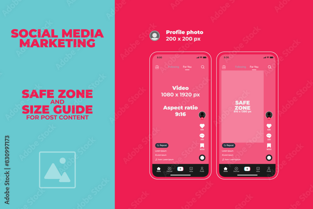 TikTok. Business Social Media Marketing Layouts. Safe Zone and Size ...