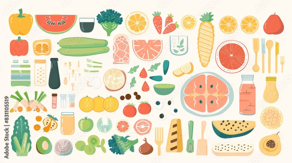 Design a visual aid that outlines the key components of a balanced diet ...