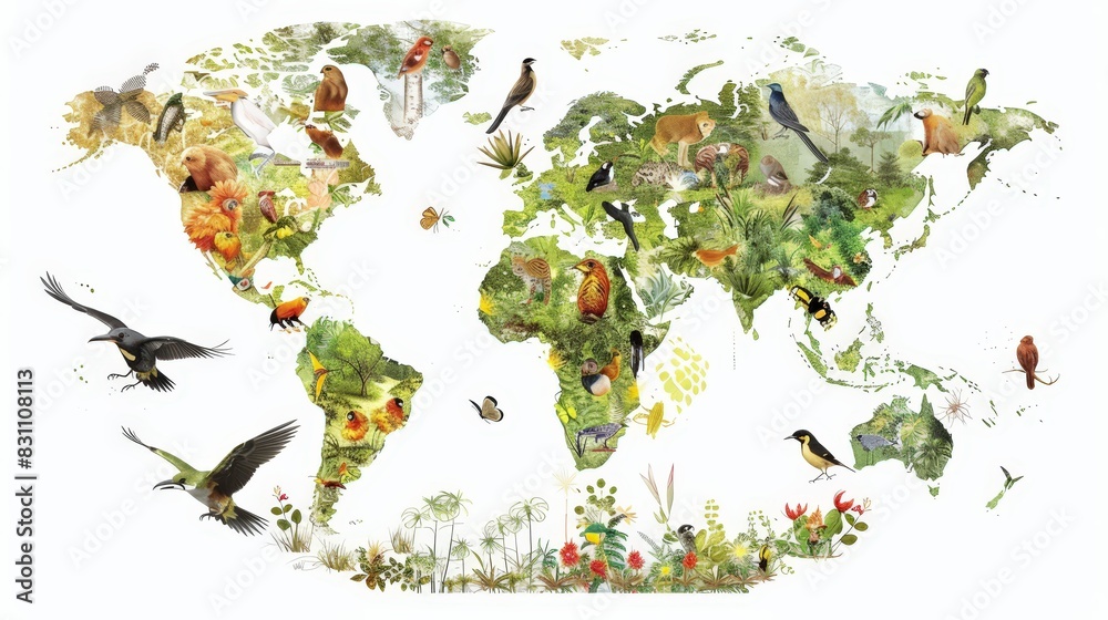 Design a world map highlighting the biodiversity hotspots around the ...